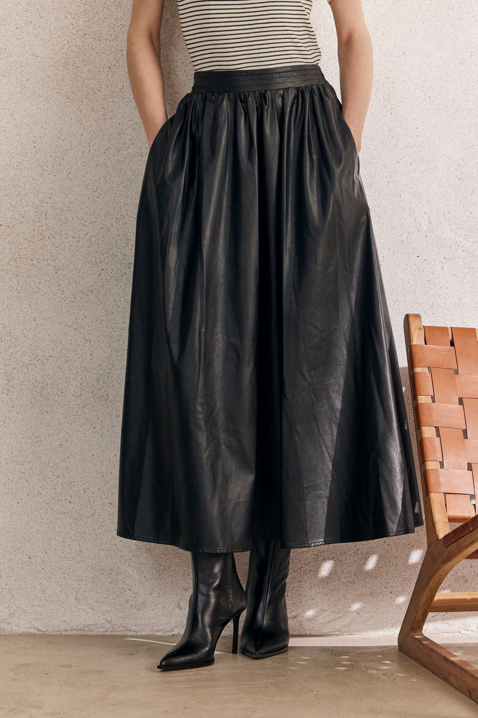 Black Maxi Leather Skirt